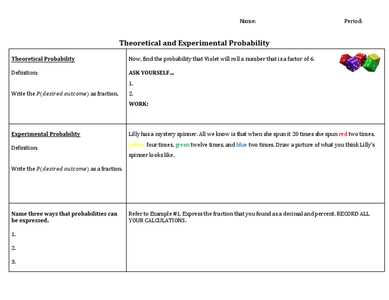 Guided Notes - Experimental and Theoretical Probability | PDF ...
