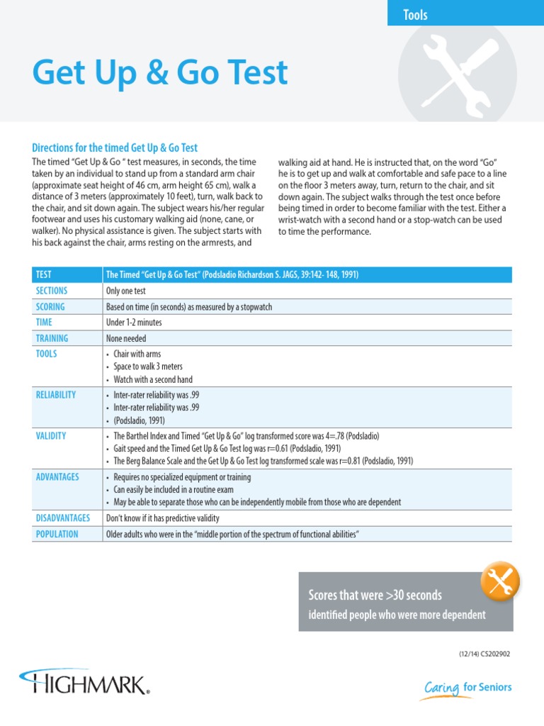 Directions For The Timed Get Up & Go Test | PDF | Chair | Walking