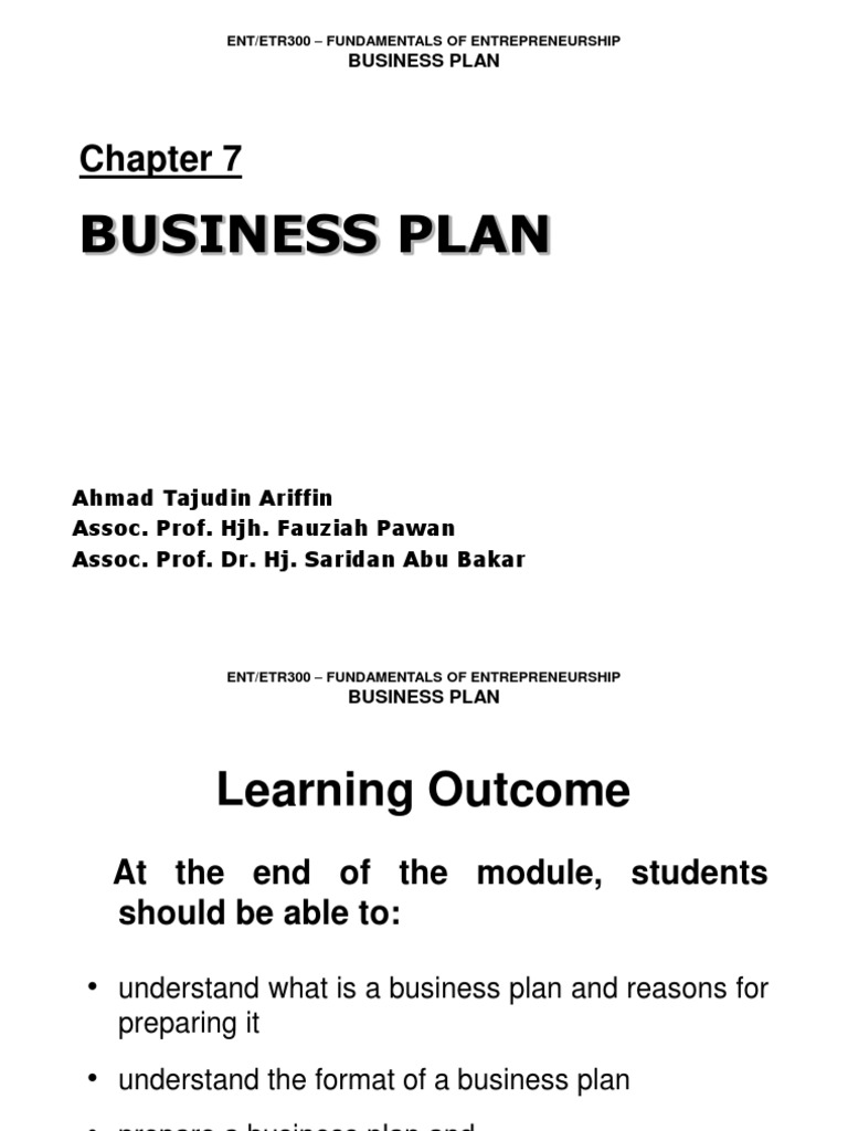 ENT300 - Module07 - BUSINESS PLAN | PDF | Entrepreneurship | Business Plan