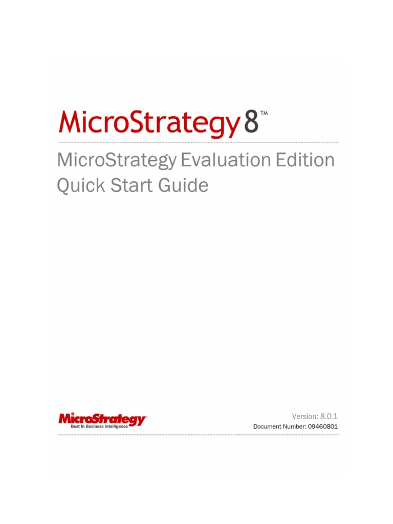 Microstrategy Evaluation Edition Quick Start Guide: Document Number ...