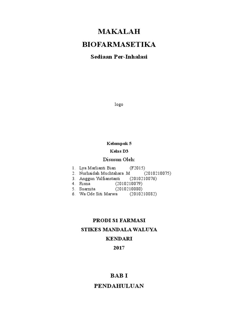 Faktor-Faktor yang Mempengaruhi Bioavailabilitas Sediaan Inhalasi | PDF