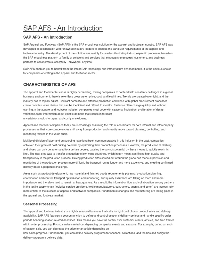 SAP AFS - An Introduction | PDF | Sales | Credit Card