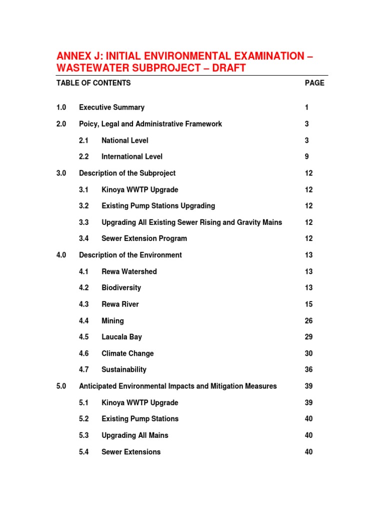 Fiji Water and Wastewater Project - Annex J - Initial Environmental ...