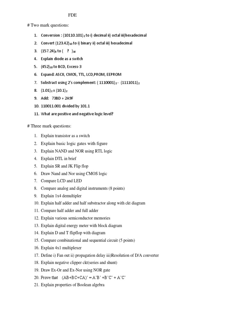 FDE # Two Mark Questions | PDF
