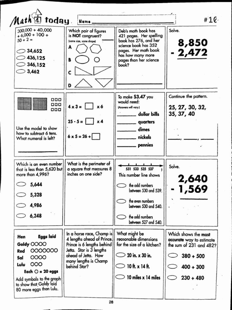 Math 4 Today Test 10 | PDF