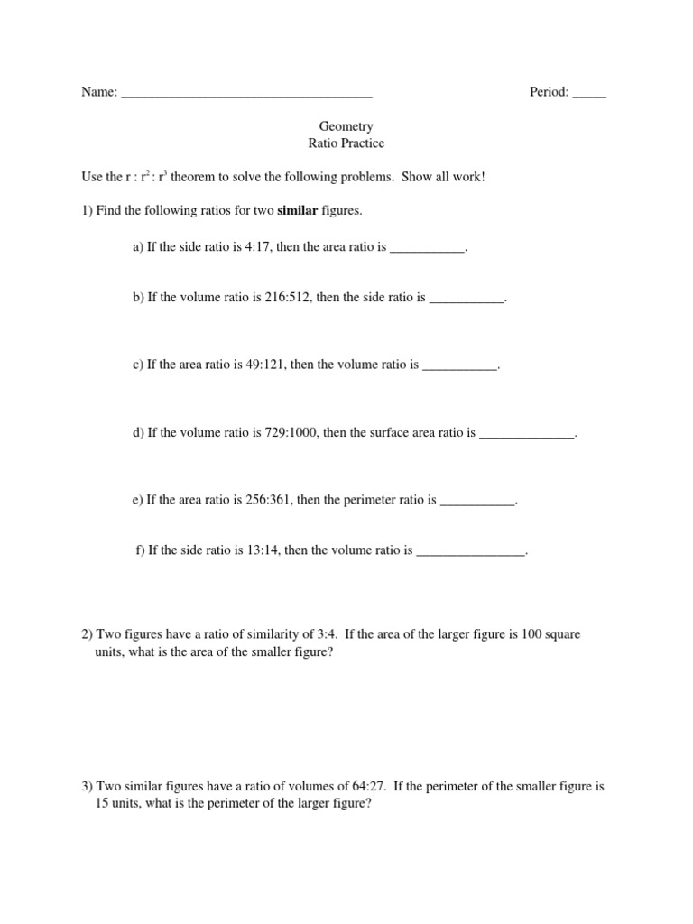 Ratio Practice Worksheet | PDF | Teaching Methods & Materials