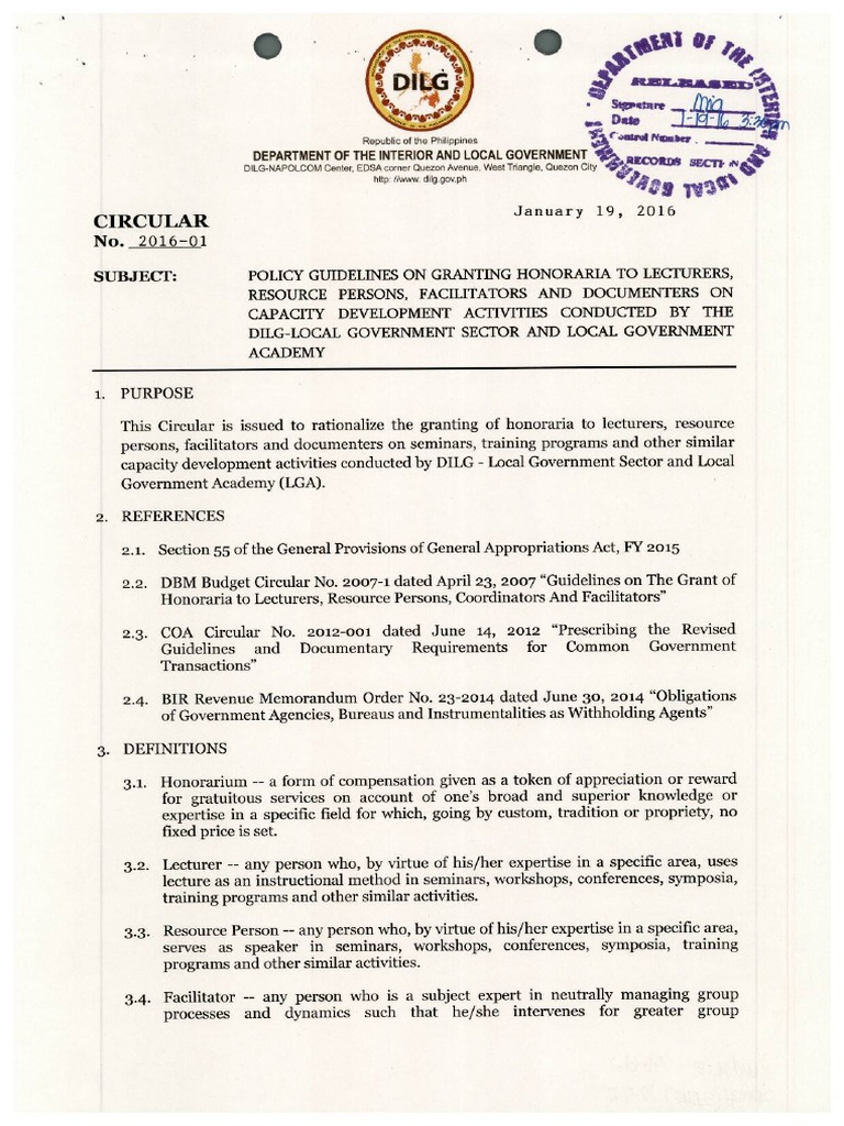 DILG Circular 2016-01 PDF | PDF