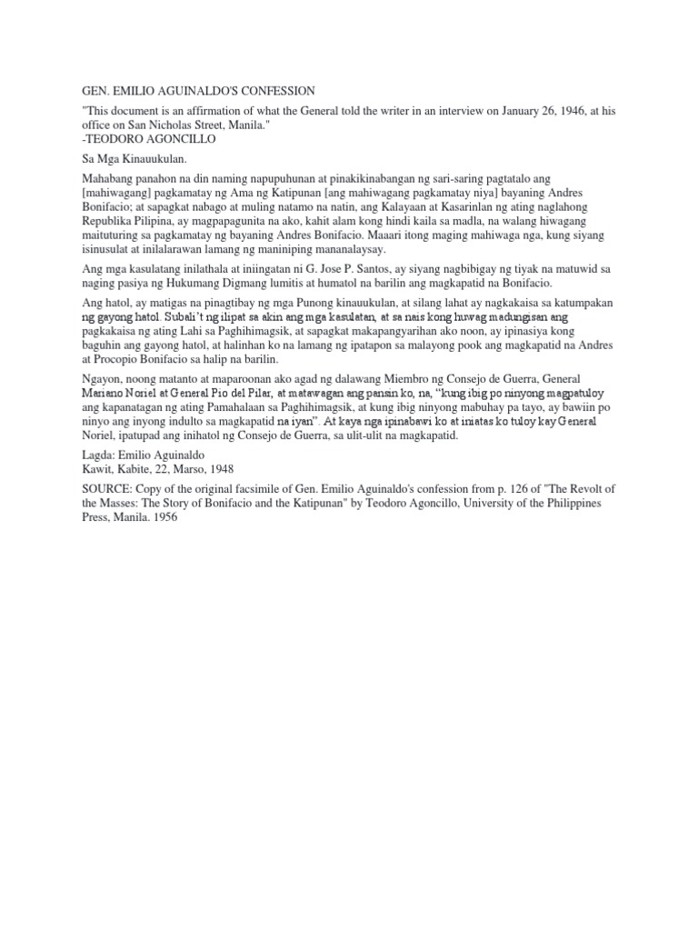 Confession of Aguinaldo