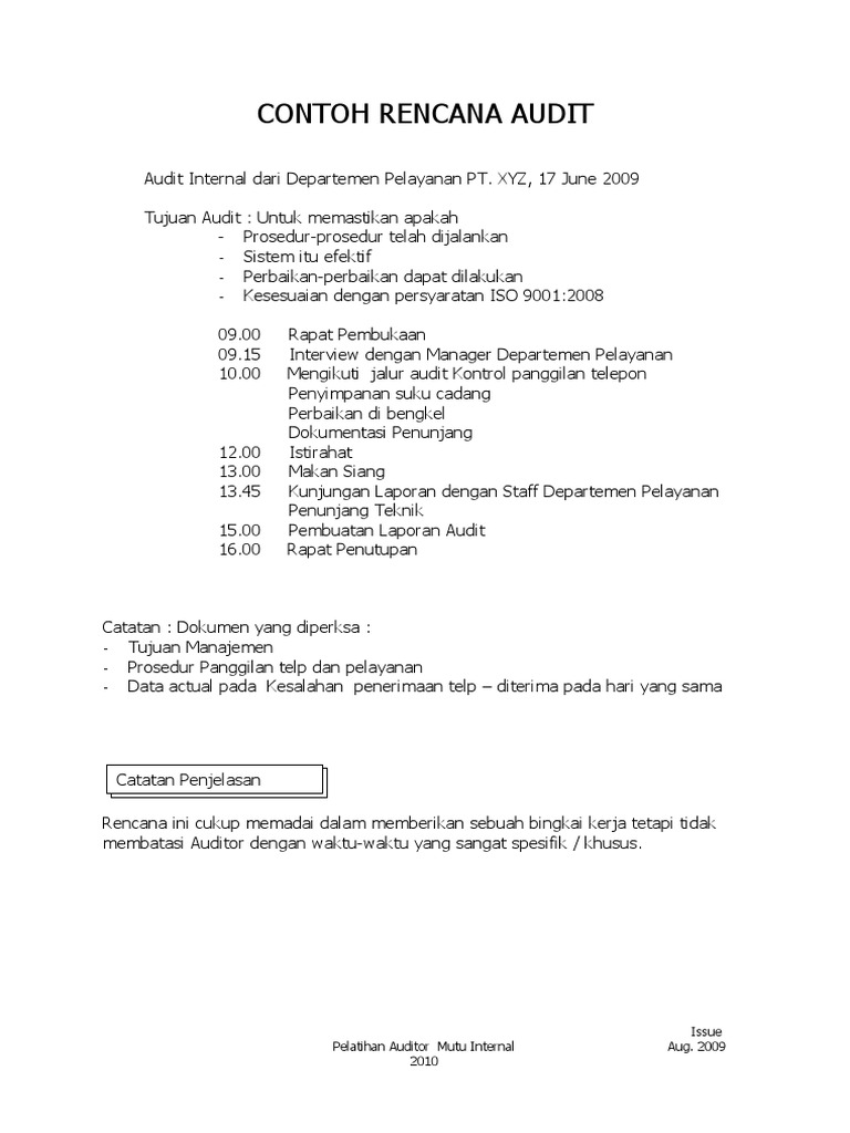 03 Contoh Rencana Audit - 1 | PDF