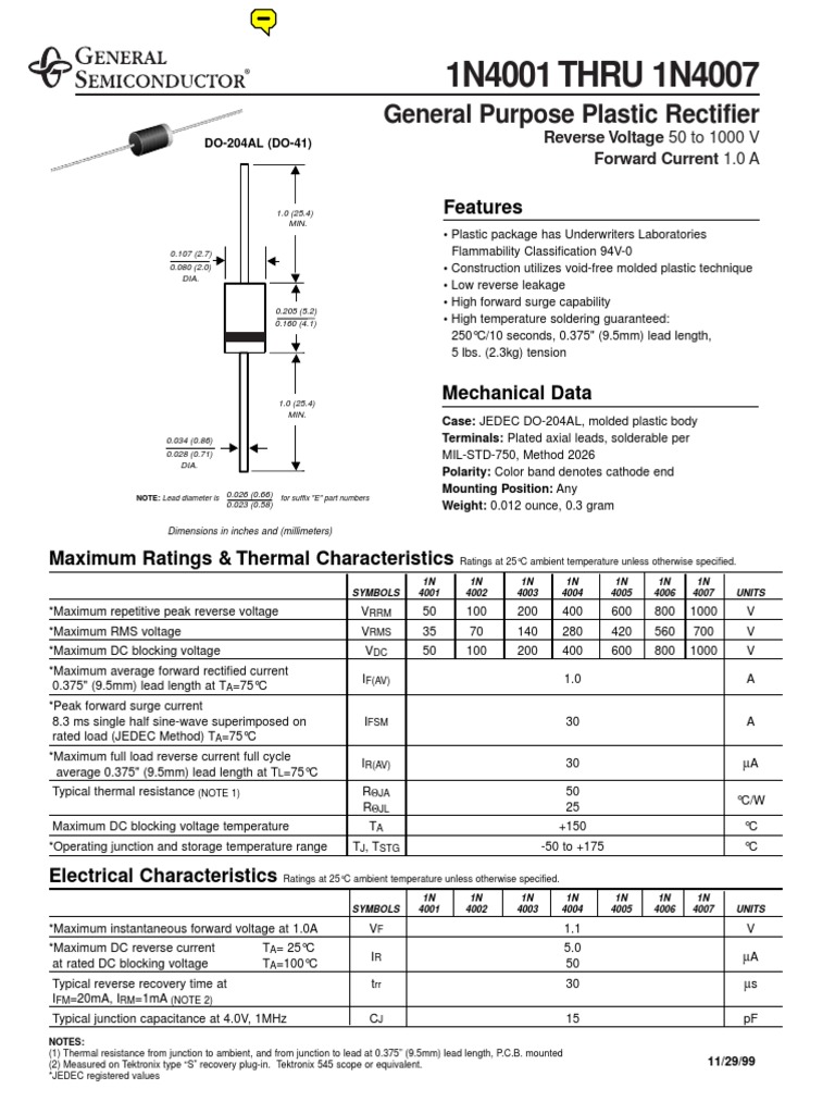 1N4001-1N4007 General Purpose Rectifier Guide | PDF | Rectifier ...