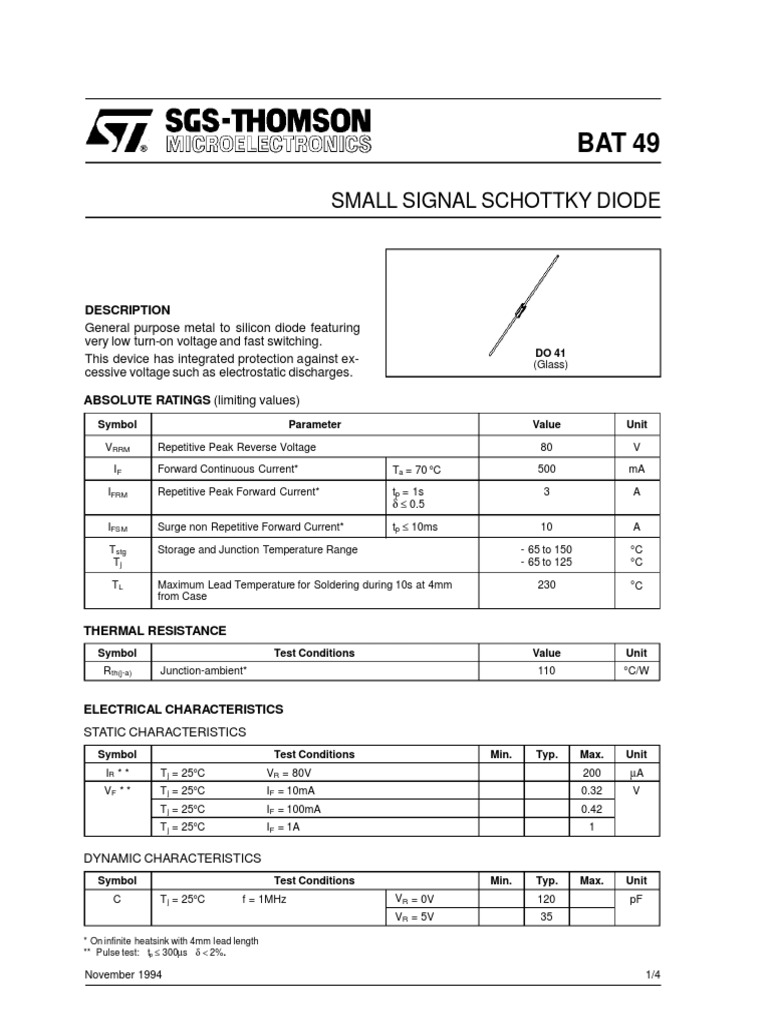 BAT49 | PDF | Diode | Electrical Engineering