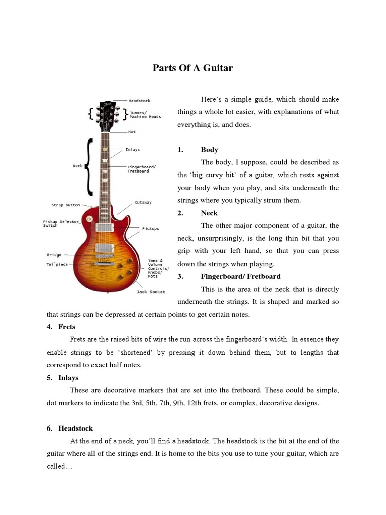 Parts Of A Guitar Explained In Simple Terms | PDF | Guitars | Music ...
