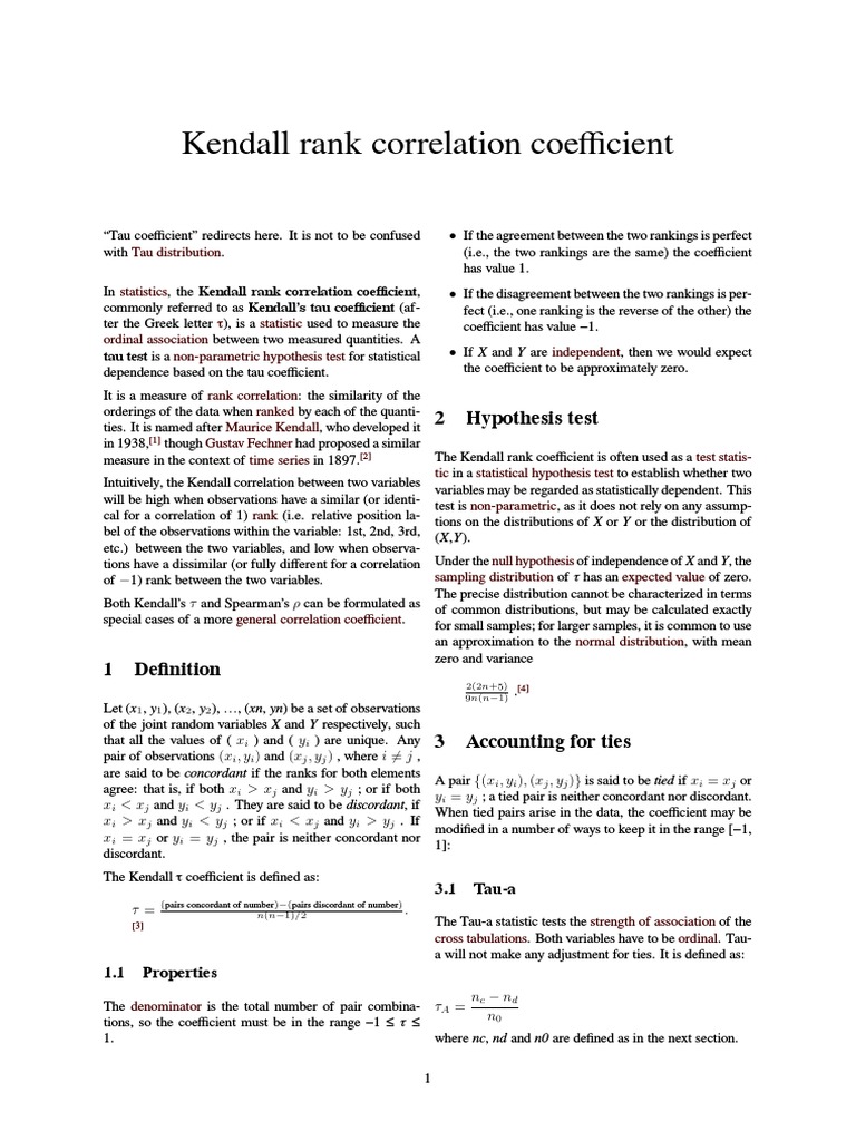Understanding Kendall's Rank Correlation | PDF | Tests | Inductive ...