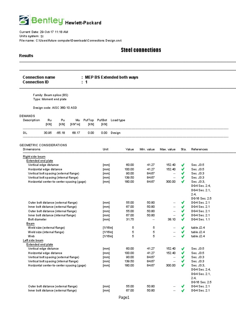 RAM Connection Standalone V8i Report | PDF | Yield (Engineering ...