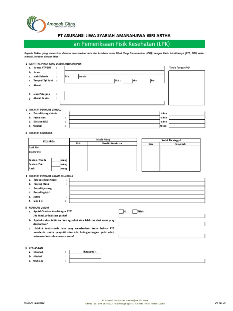 Formulir LPK K | PDF | Kesehatan Holistik | Sains & Matematika