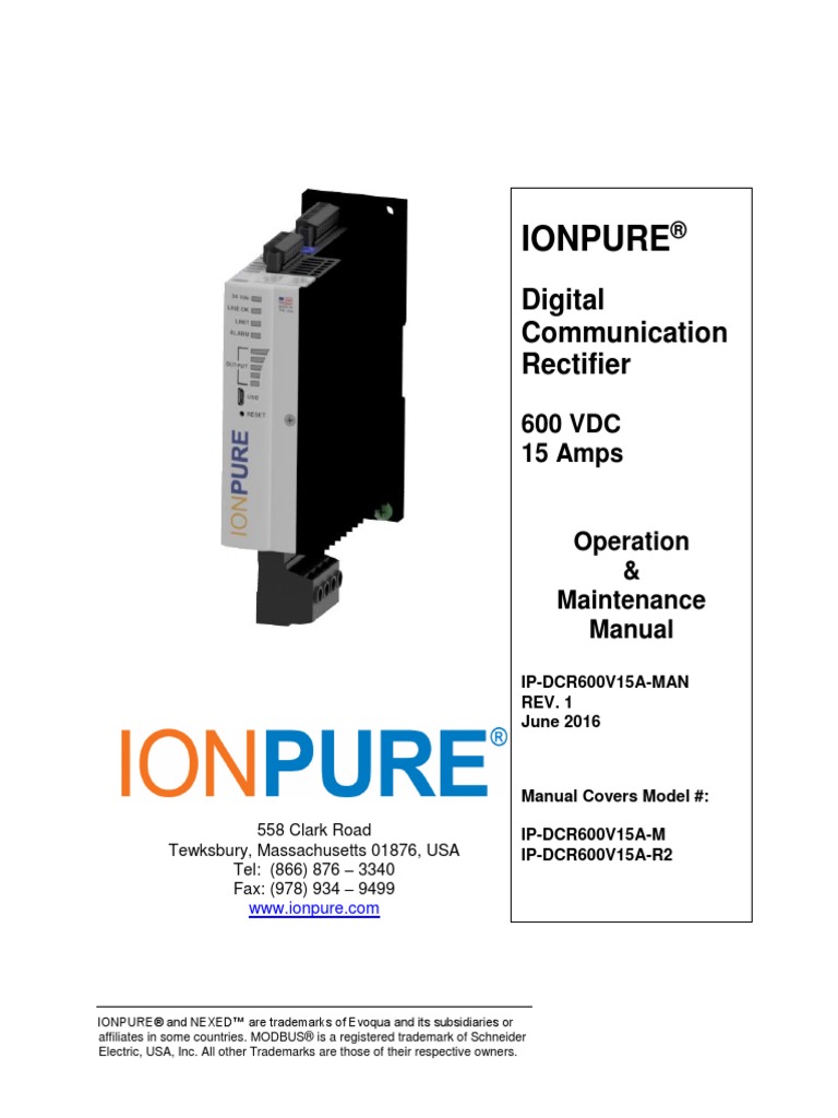 Ionpure.pdf | Rectifier | Transformer