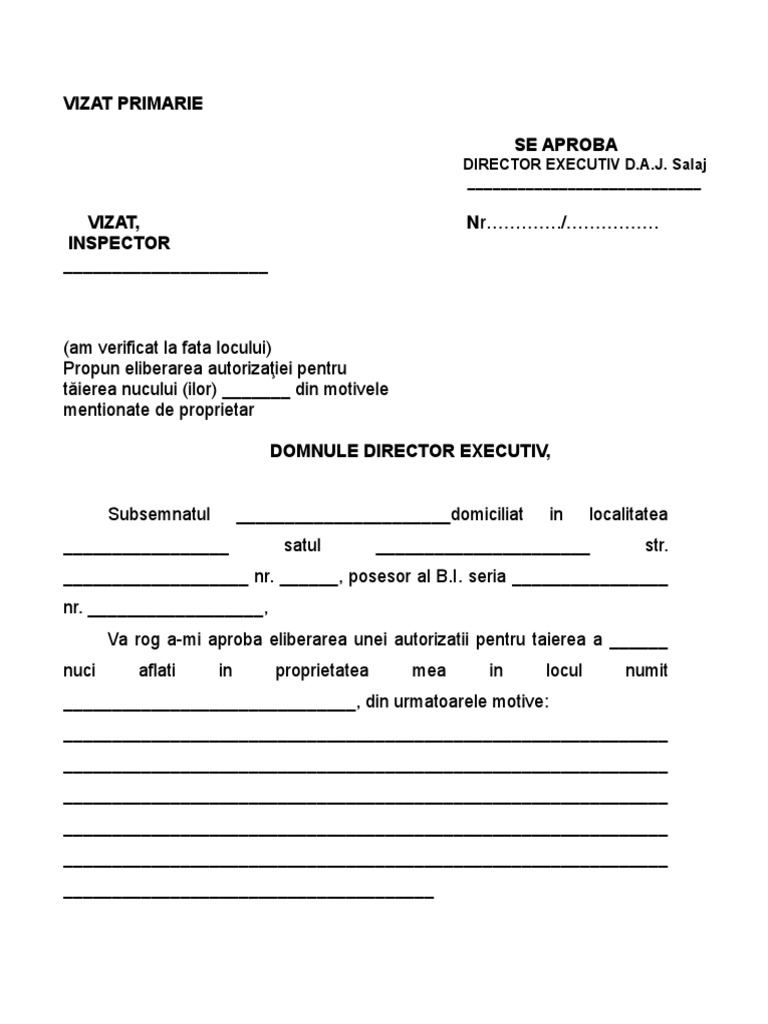 Model Cerere Taiere Nuc | PDF