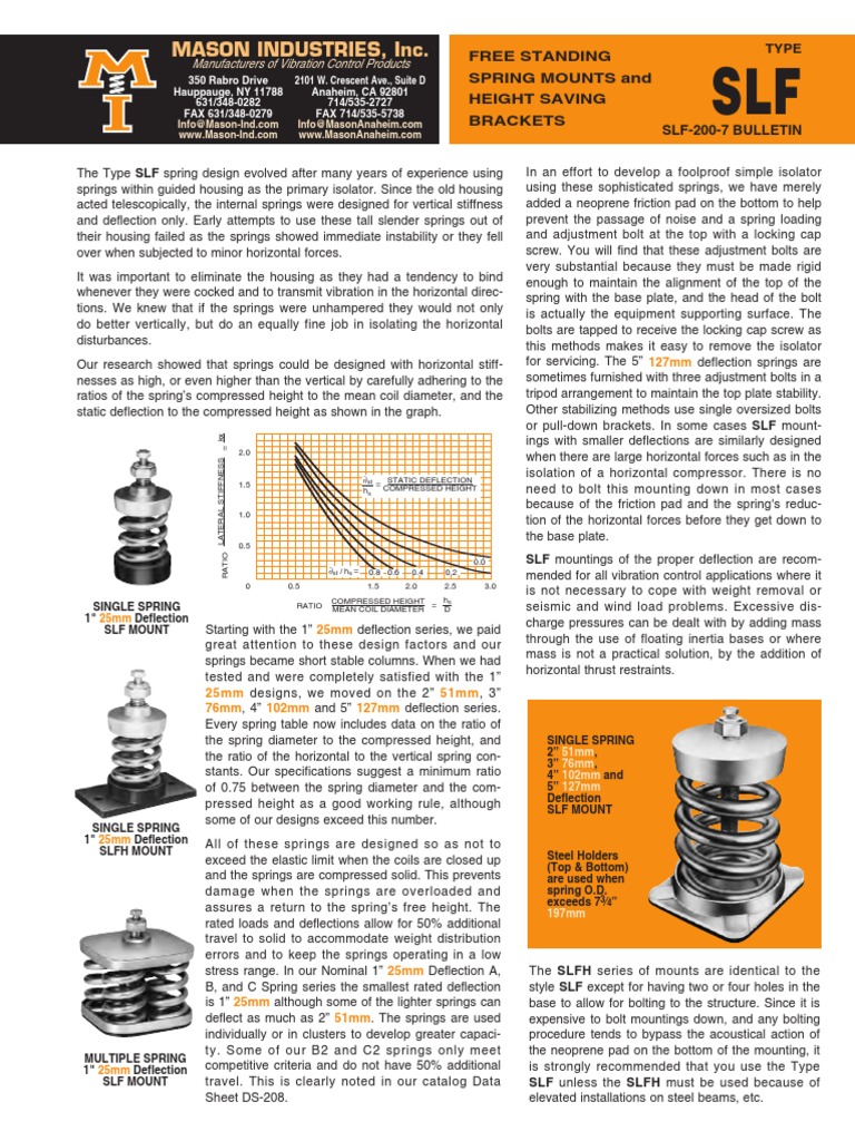 Spring Vibration Isolator Mason SLF-SLFH | Pump | Screw