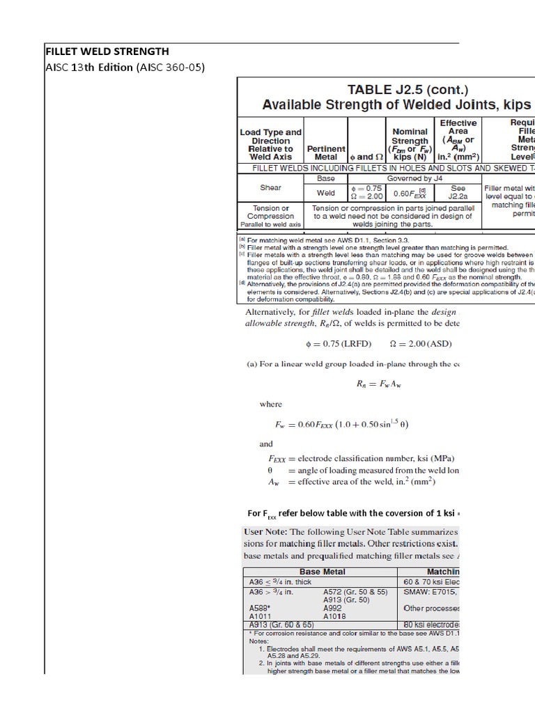 FILLET WELD STRENGTH CALCULATIONS | PDF | Strength Of Materials ...