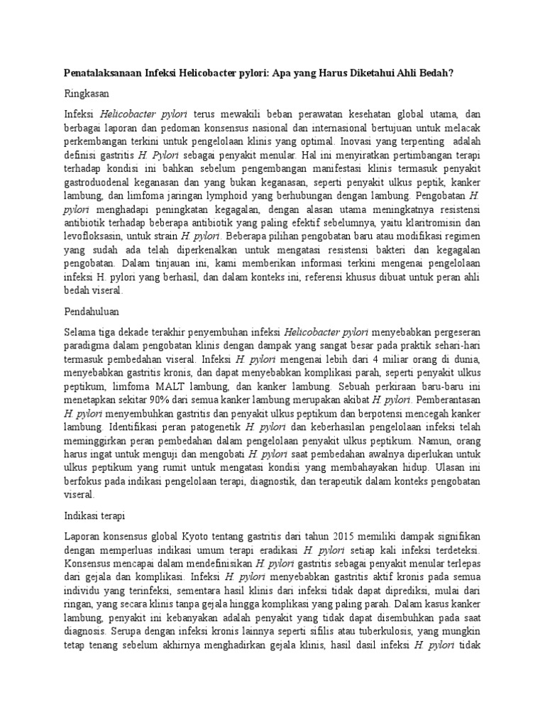 Penatalaksanaan Infeksi Helicobacter Pylori | PDF