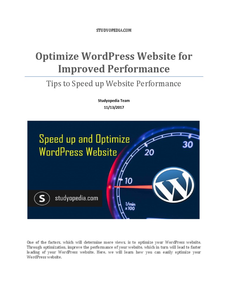 How To Optimize Your WordPress Website For Improved Performance | PDF ...