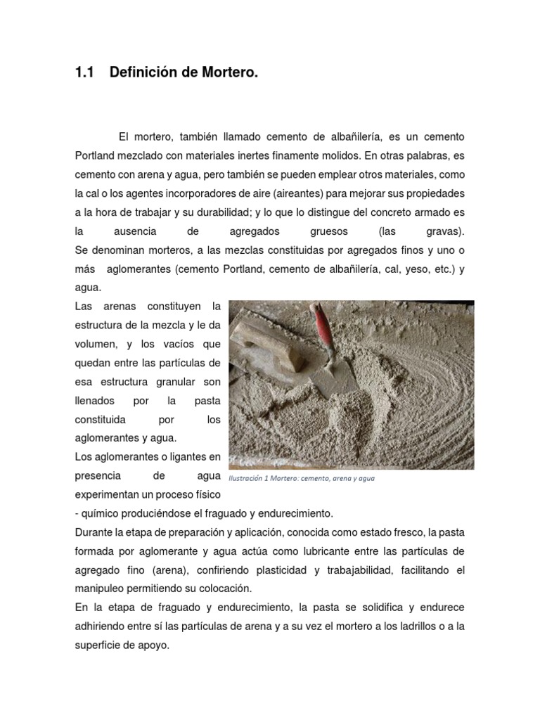 Definición de Mortero | PDF | Yeso | Cemento