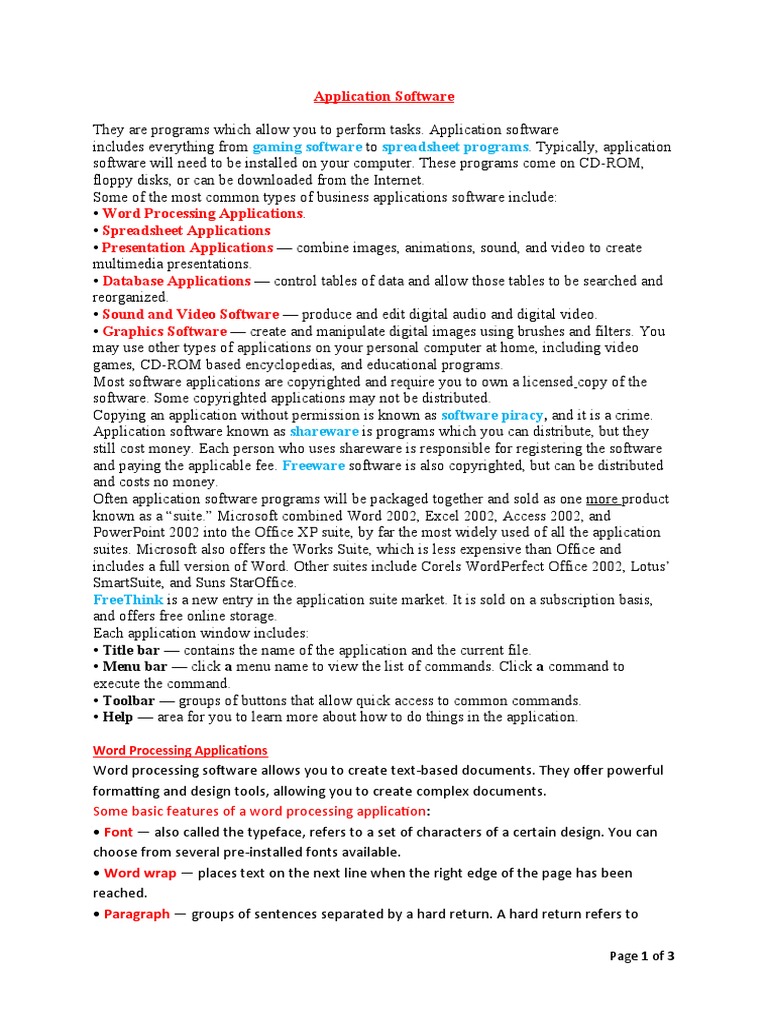 Applications Software2 | PDF | Spreadsheet | Application Software
