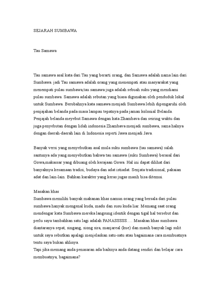 Sejarah Sumbawa | PDF | Sejarah