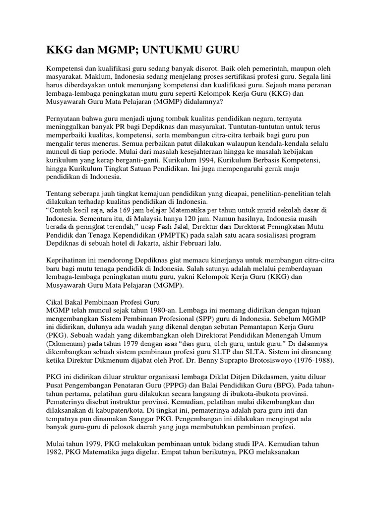 Makalah KKG Dan MGMP | PDF