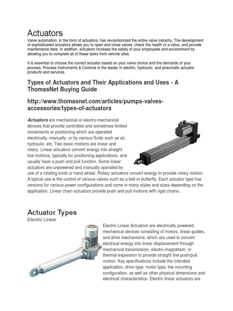 Actuators | PDF | Actuator | Valve