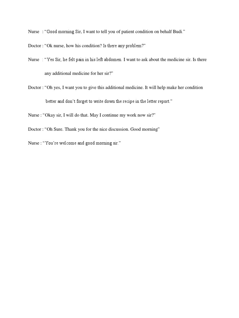 Dialogue Between Nurse and Doctor