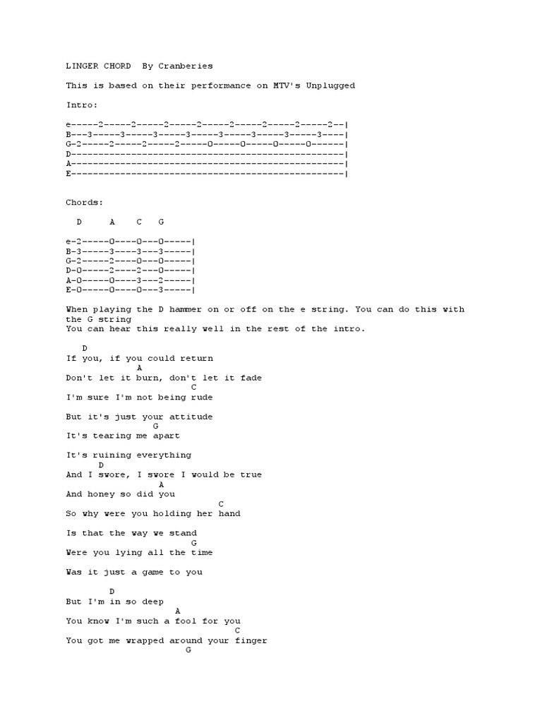 Linger Chord by Cranberies | PDF