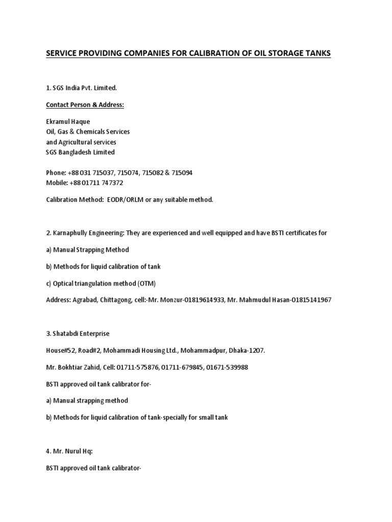 Calibration of Oil Storage Tanks | PDF
