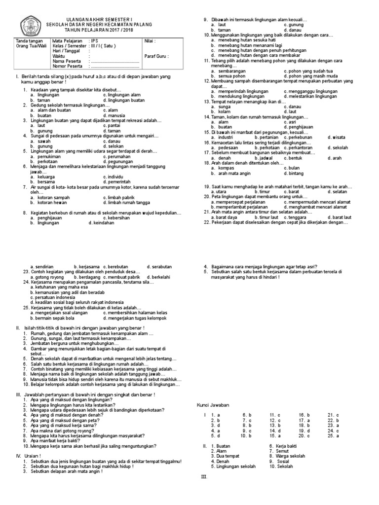 Soal Uas Ips SD | PDF