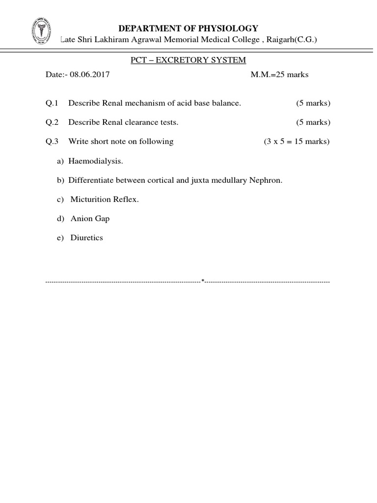 PCT Physiology: Excretory System Overview | PDF