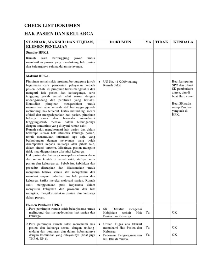Check List Dokumen | PDF