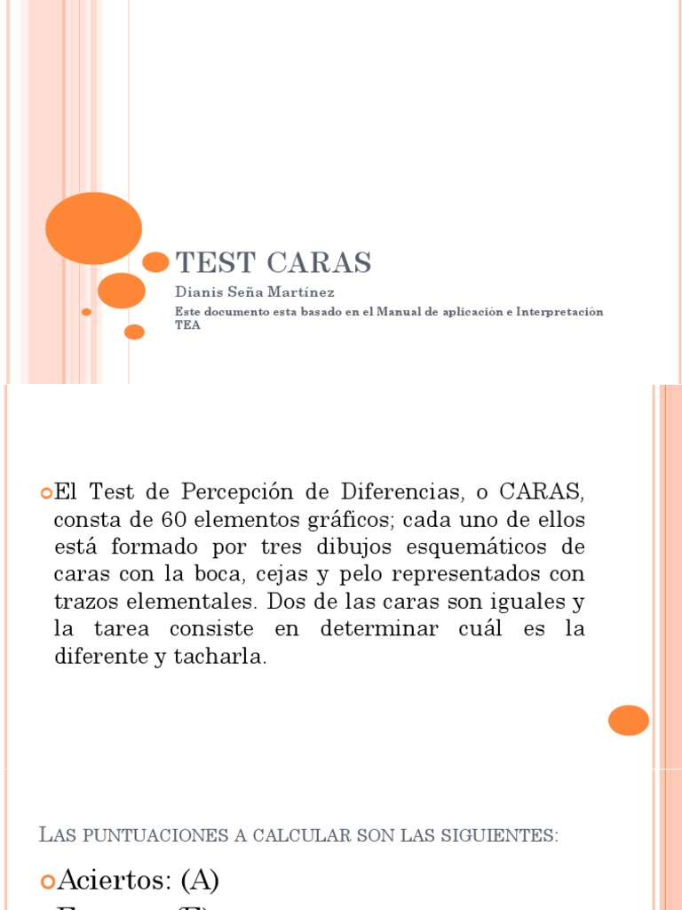 TEST CARAS (Evalua Memoria) | PDF