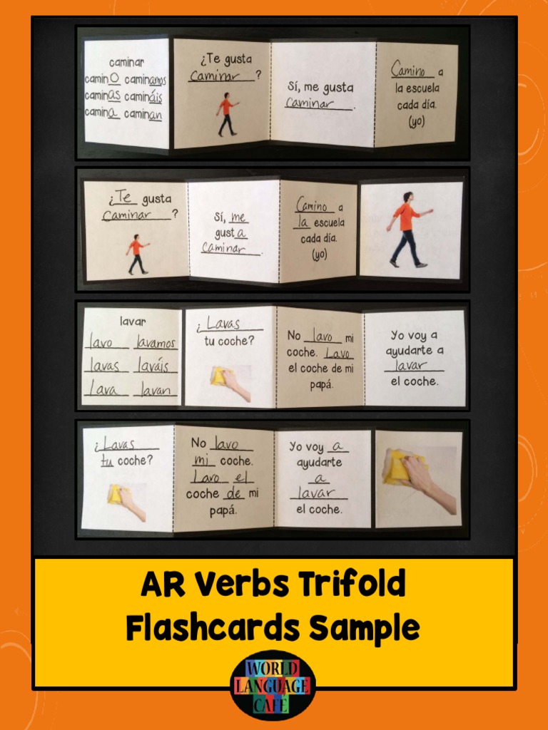 Spanish ARVerbs Interactive Notebook Trifold Flashcards Sample | PDF ...