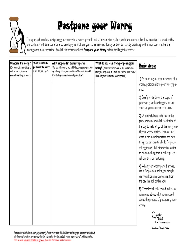 WS-Postpone Your Worry PDF | PDF | Mindfulness | Emergence