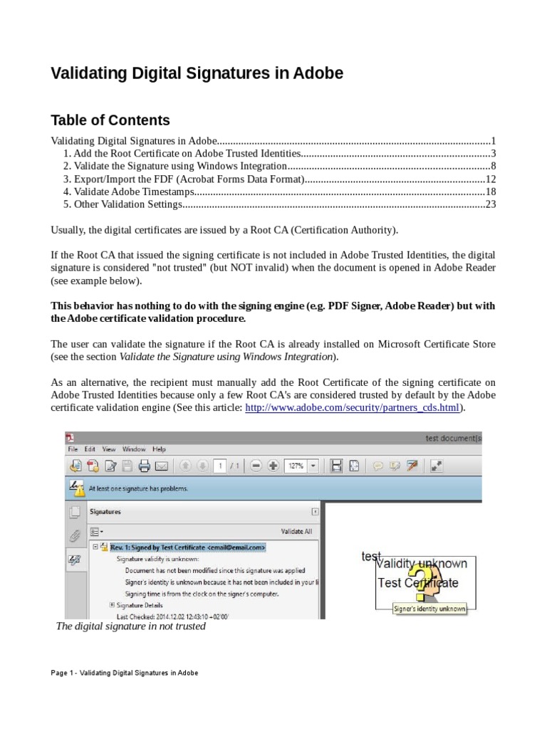 Validate Digital Signatures in Adobe | PDF | Public Key Certificate ...