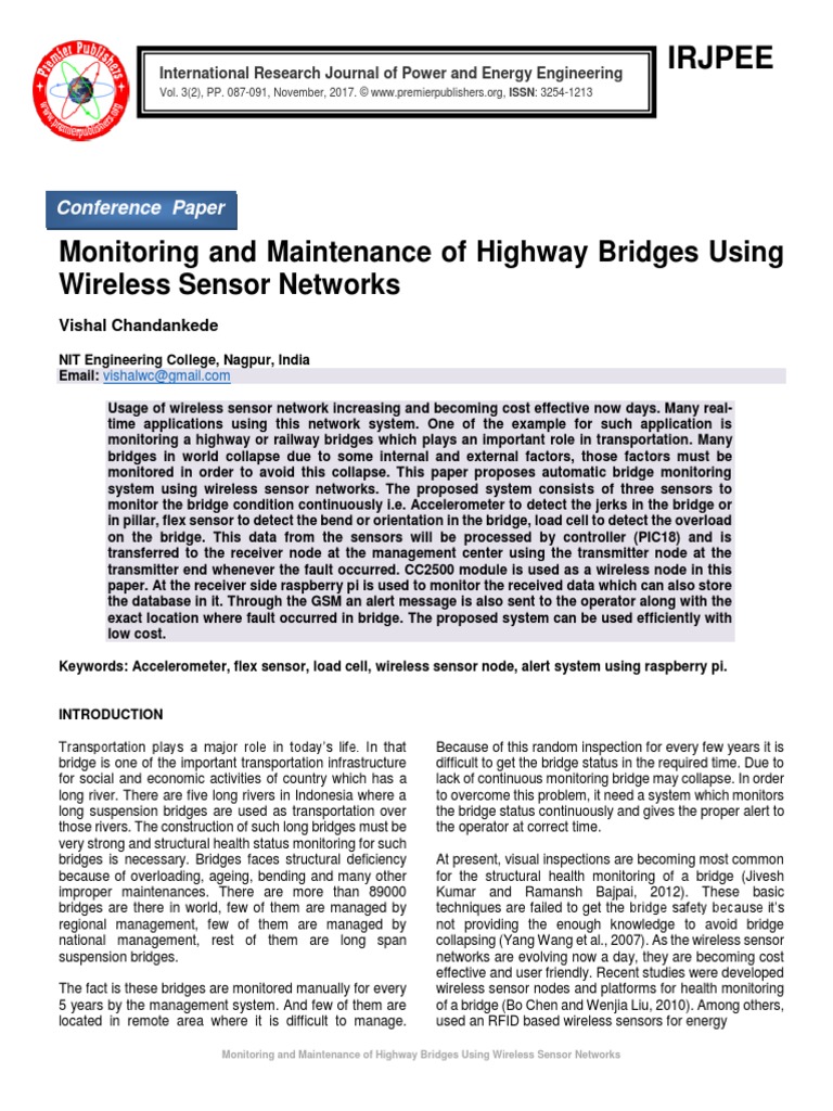 Monitoring and Maintenance of Highway Bridges Using Wireless Sensor Networks | PDF | Wireless ...