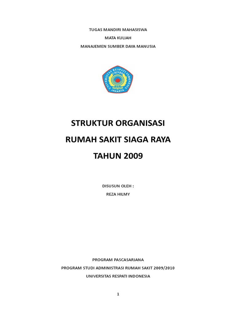 Struktur Org RS Siaga Raya | PDF | Karier & Perkembangan