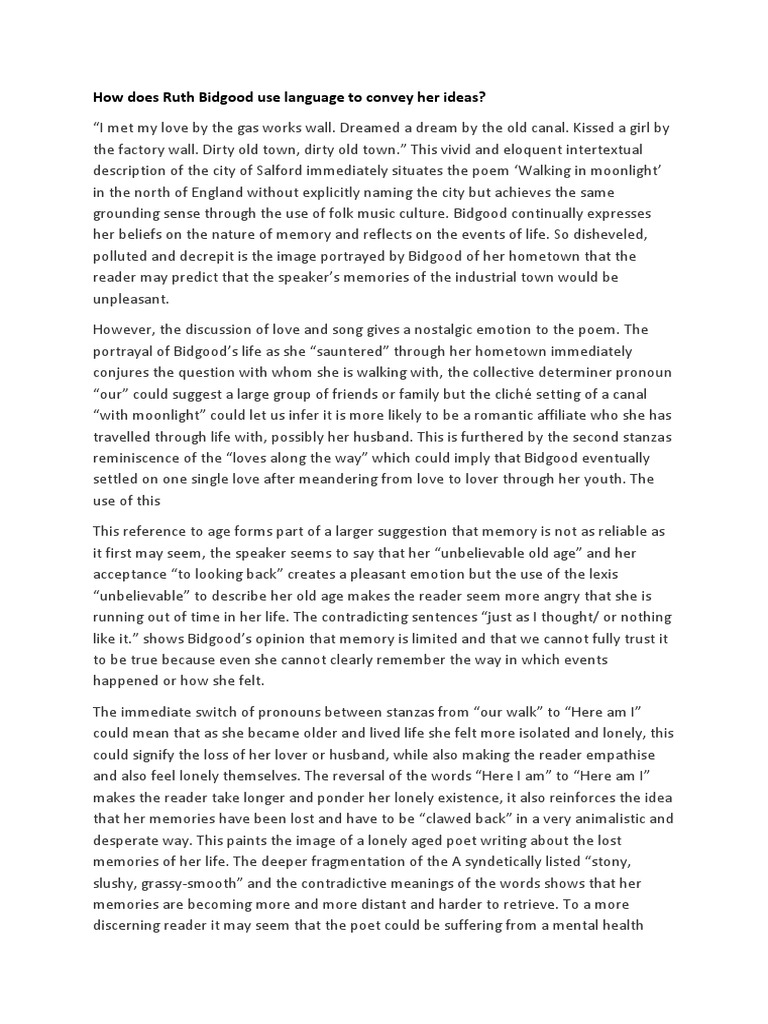 How Does Ruth Bidgood Use Language To Convey Her Ideas | PDF | Memory ...