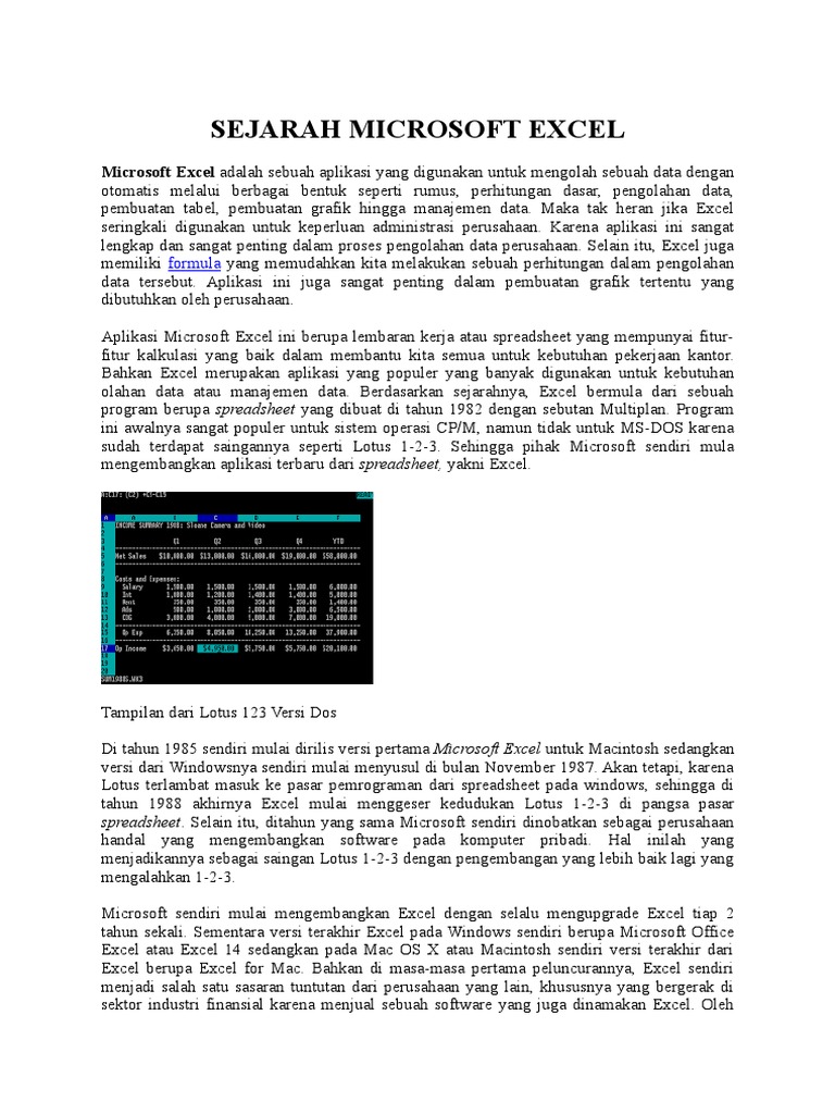 Sejarah dan Fitur Microsoft Excel | PDF | Komputer