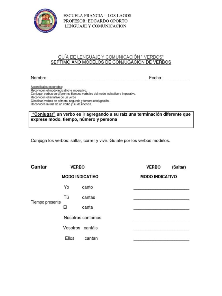Guia Conjugacion De Verbos Pdf Verbo Conjugación Gramatical