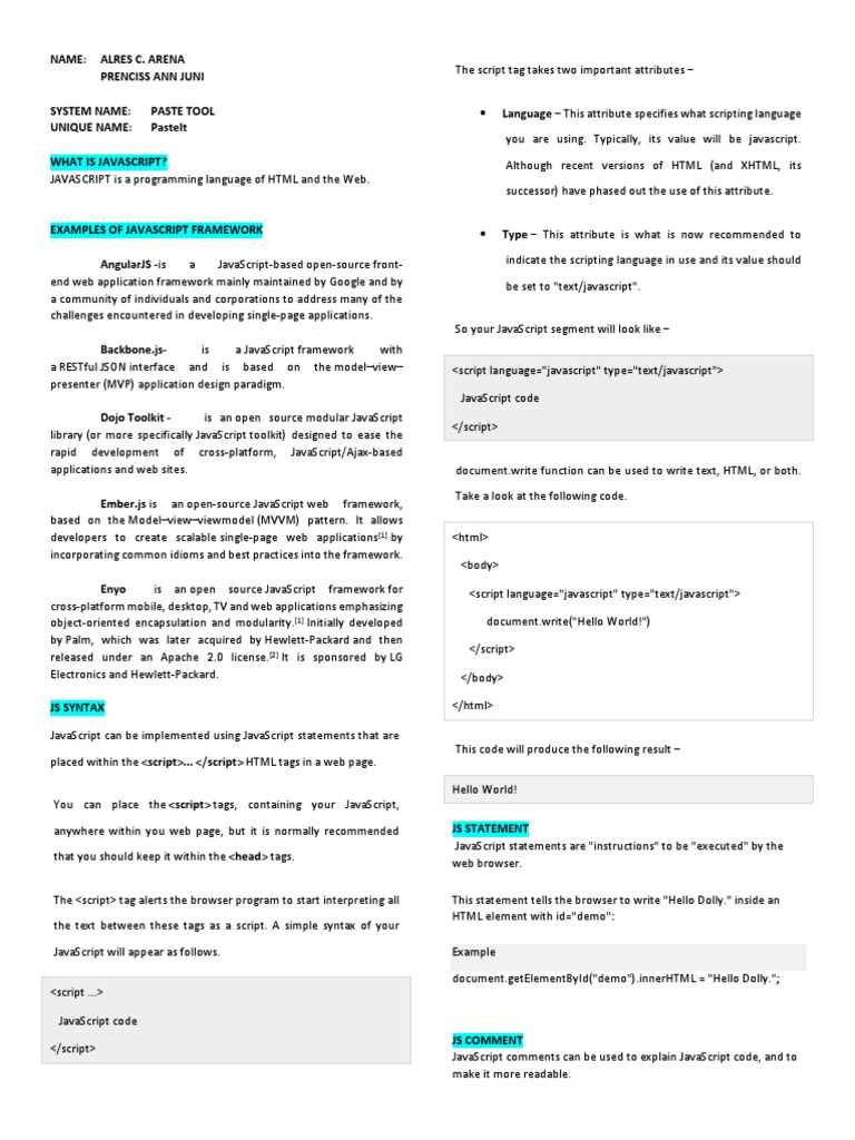 JAVASCRIPT | PDF | Subroutine | Java Script JAVASCRIPT | PDF | Subroutine | Java Script