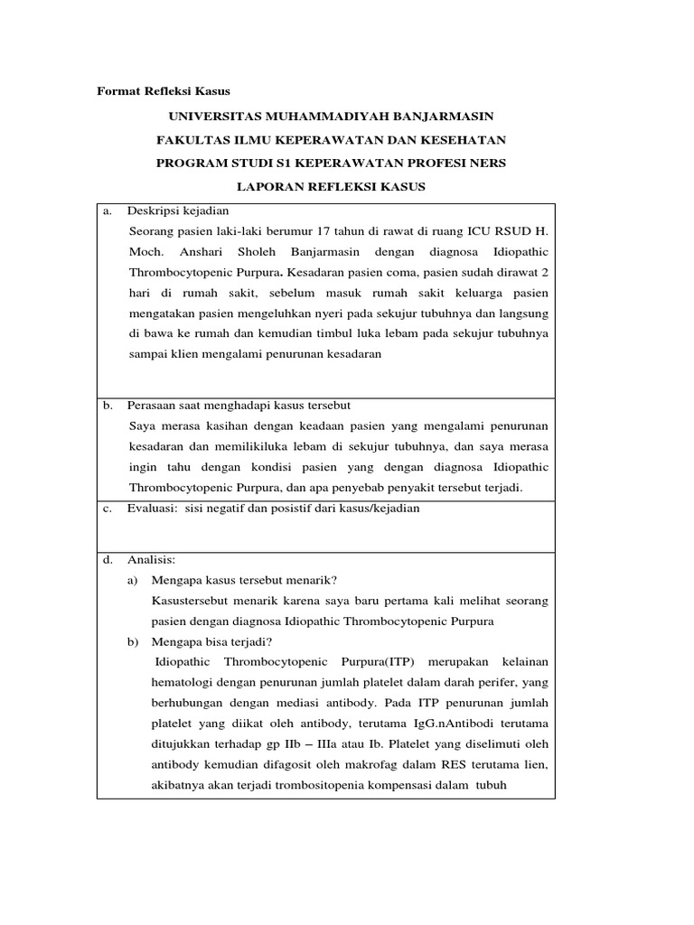 Format Refleksi Kasus | PDF