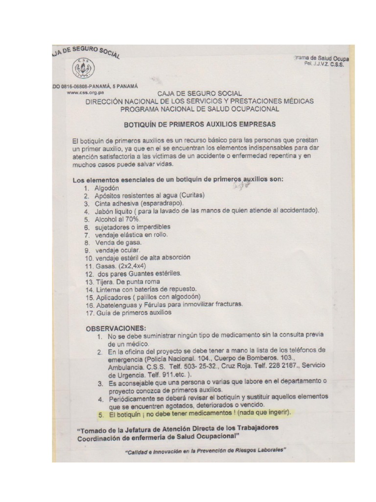 Insumos Botiquin | PDF