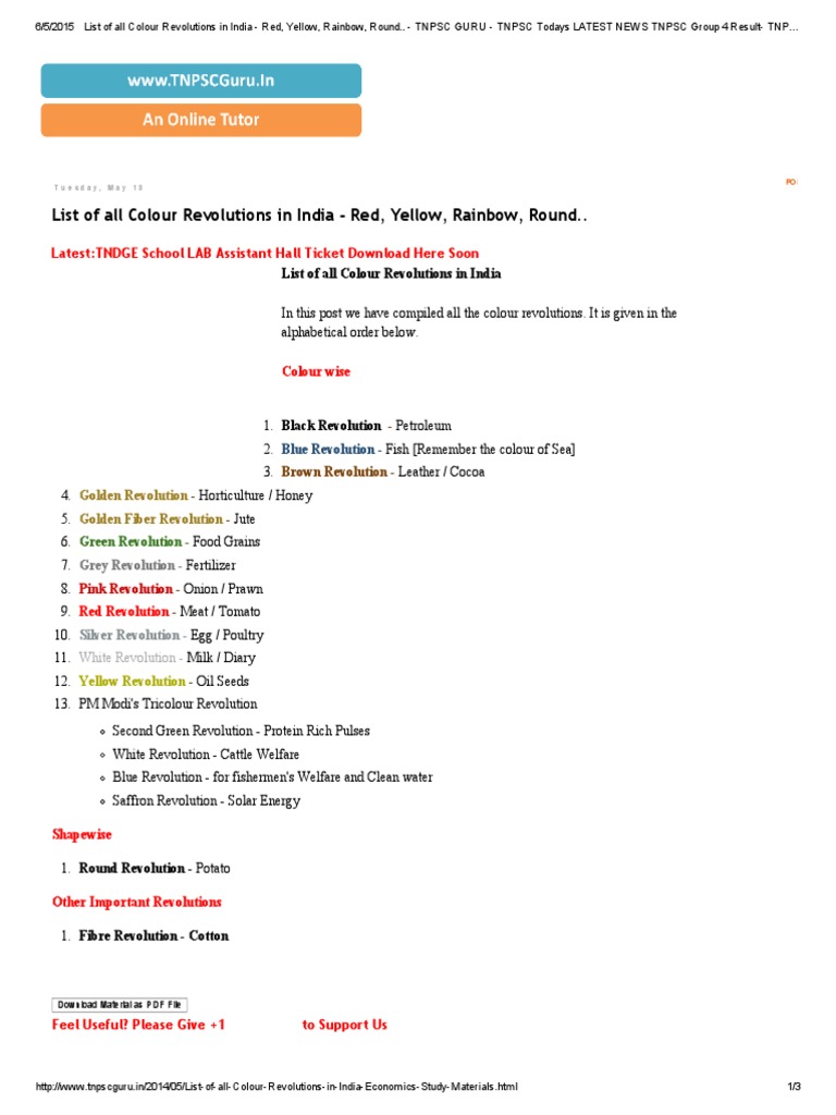 List of All Colour Revolutions in India - Red, Yellow, Rainbow, Round ...