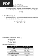Geotechnical Engineering Formulas: γ kg m lb ft g cm G W e= V V S= V V ...